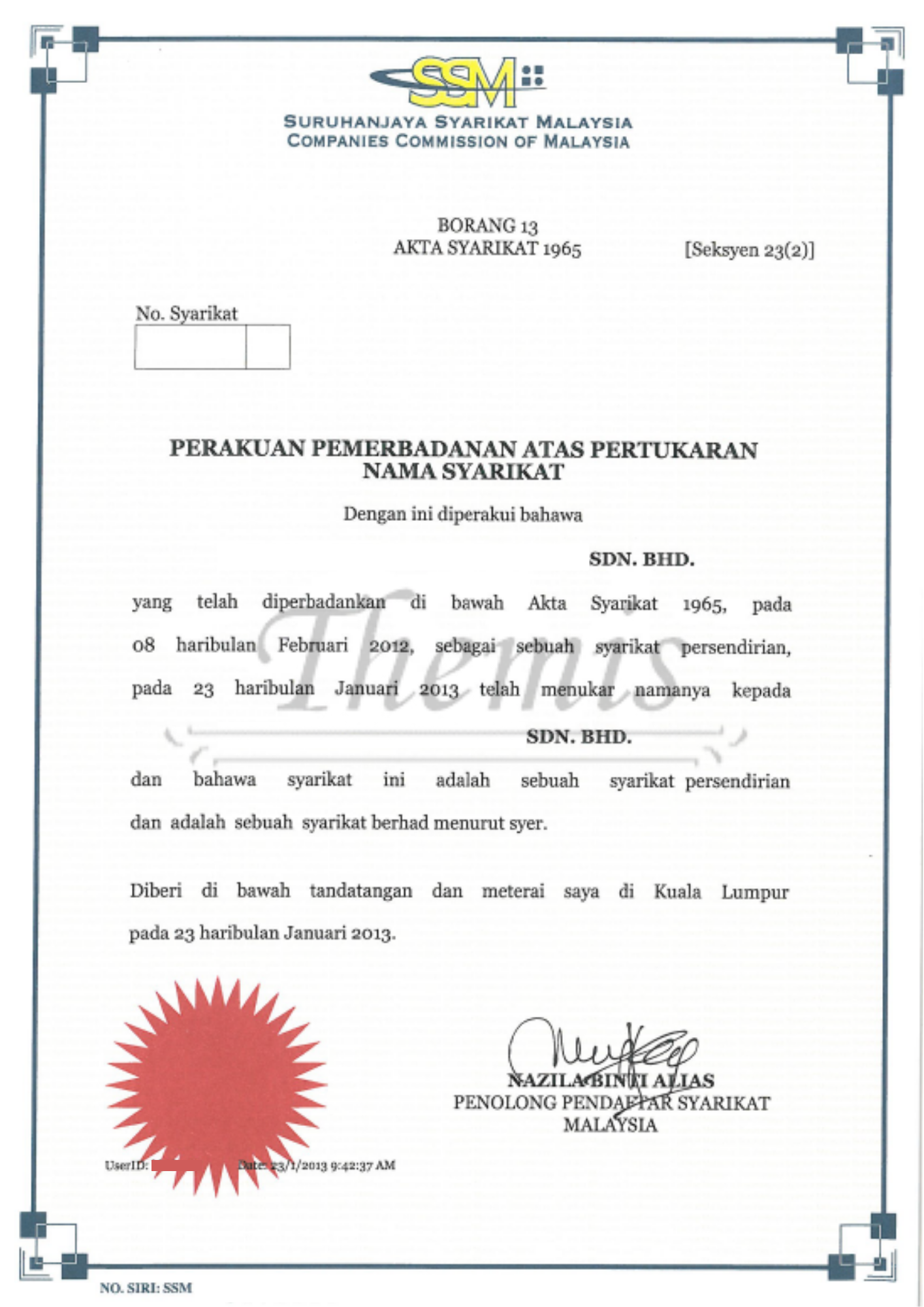 Company Secretary Malaysia :: SSM Forms vs Sections