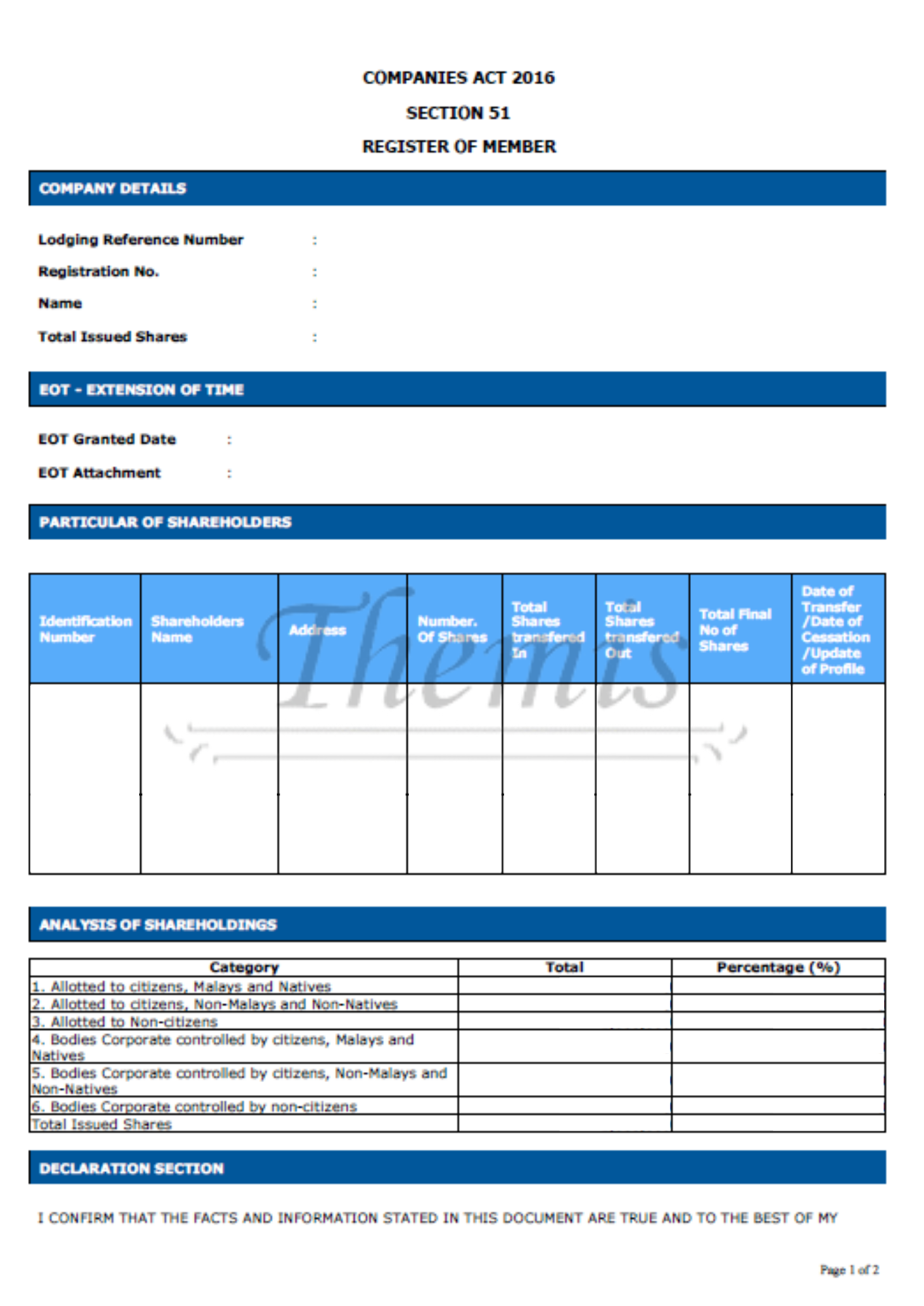 Company Secretary Malaysia :: SSM Forms vs Sections